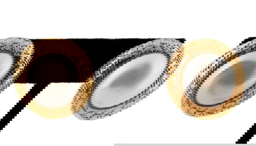 Pair Chanel Gold Tone Faux Pearl Ear Clips W/ Box