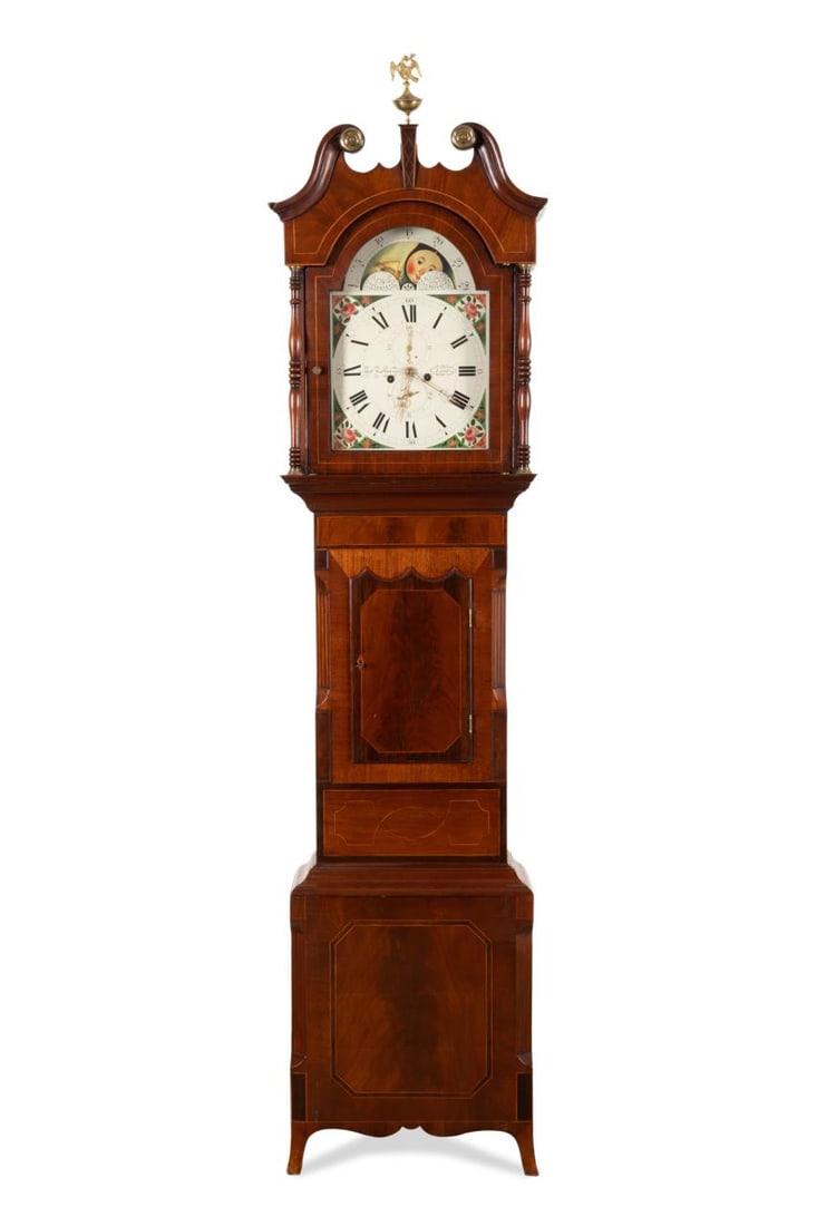 Matthew Galloway Mahogany Tall Case Clock, 19th C. Auction
