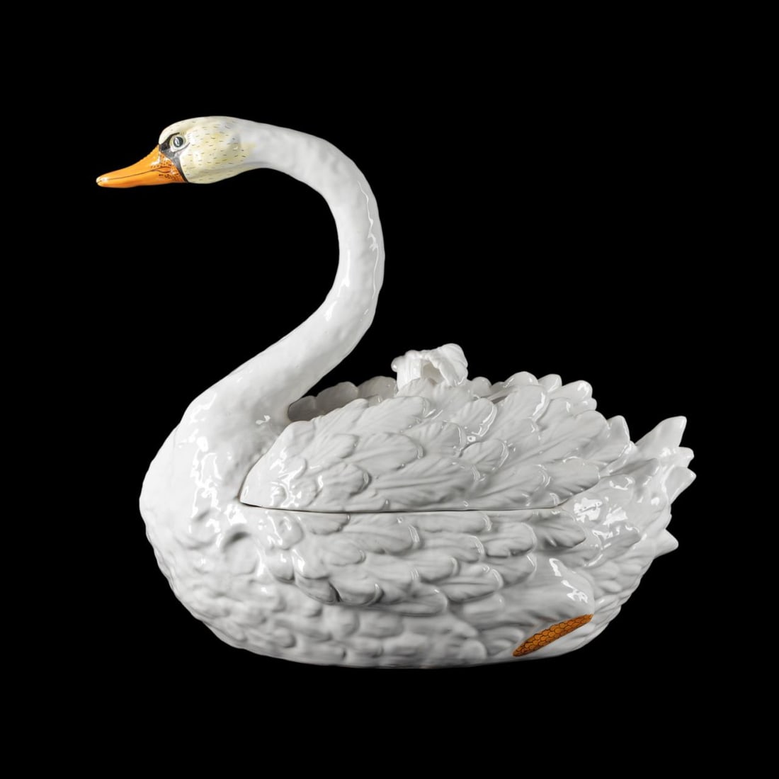 Large Italian Bassano Ceramic Swan Tureen, 1960s Auction