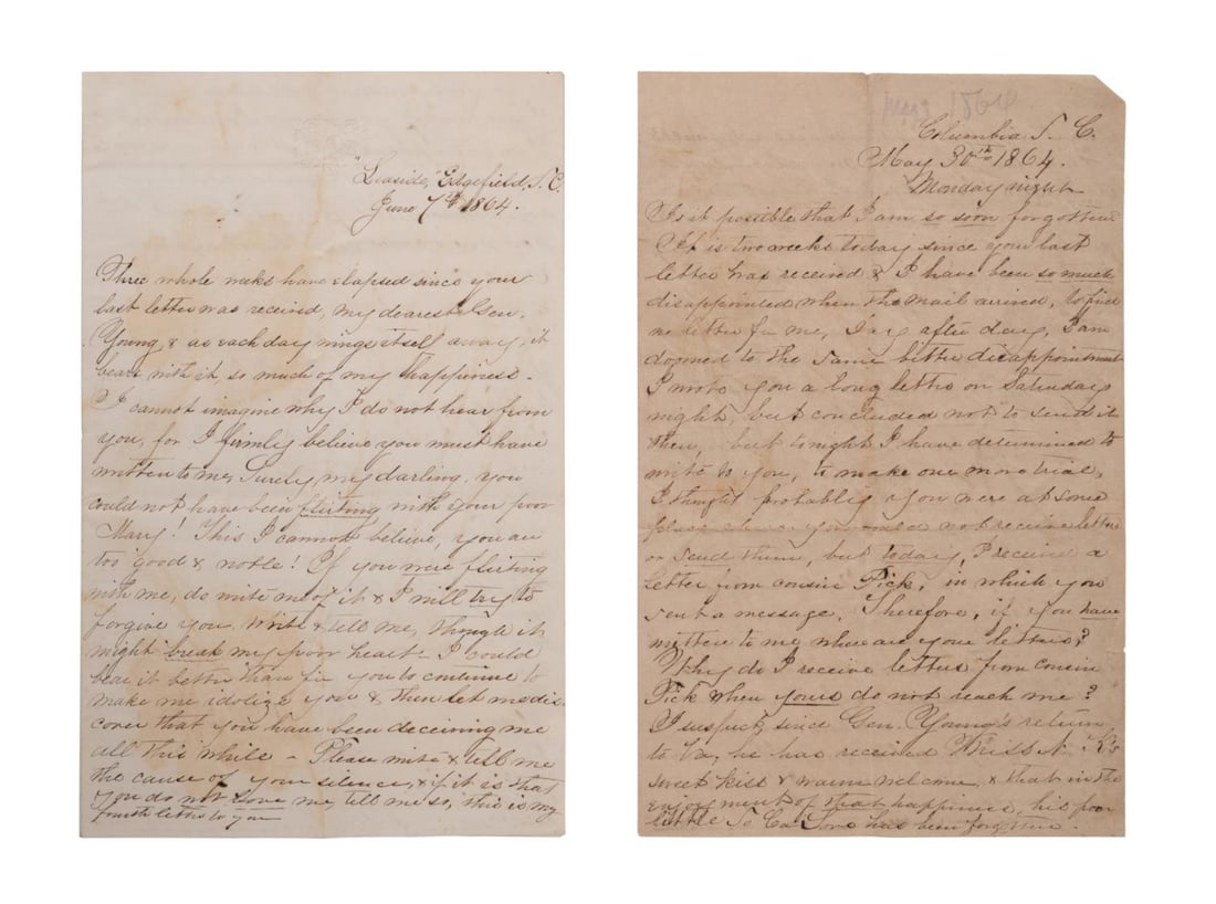 2pcs Us Civil War Love Letters To General Young Auction