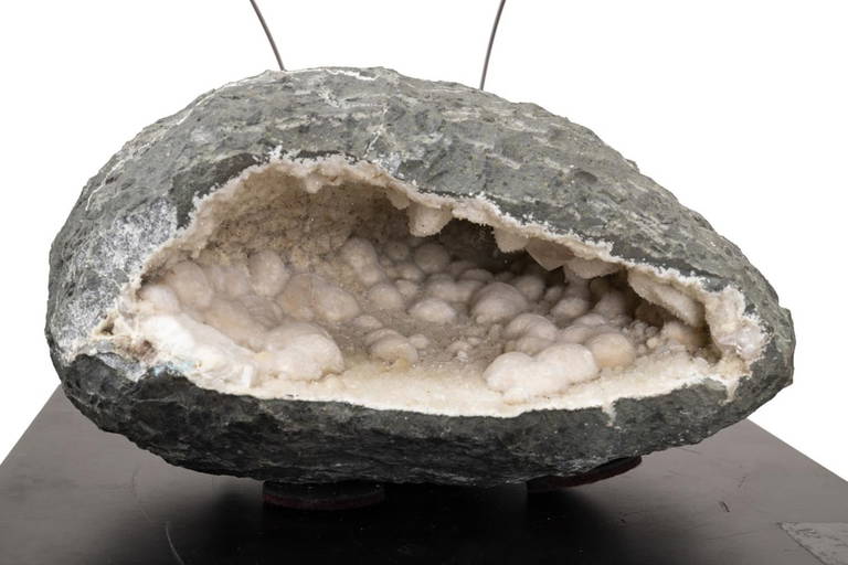 Lg. Basalt Geode Specimen On Pedestal With Light