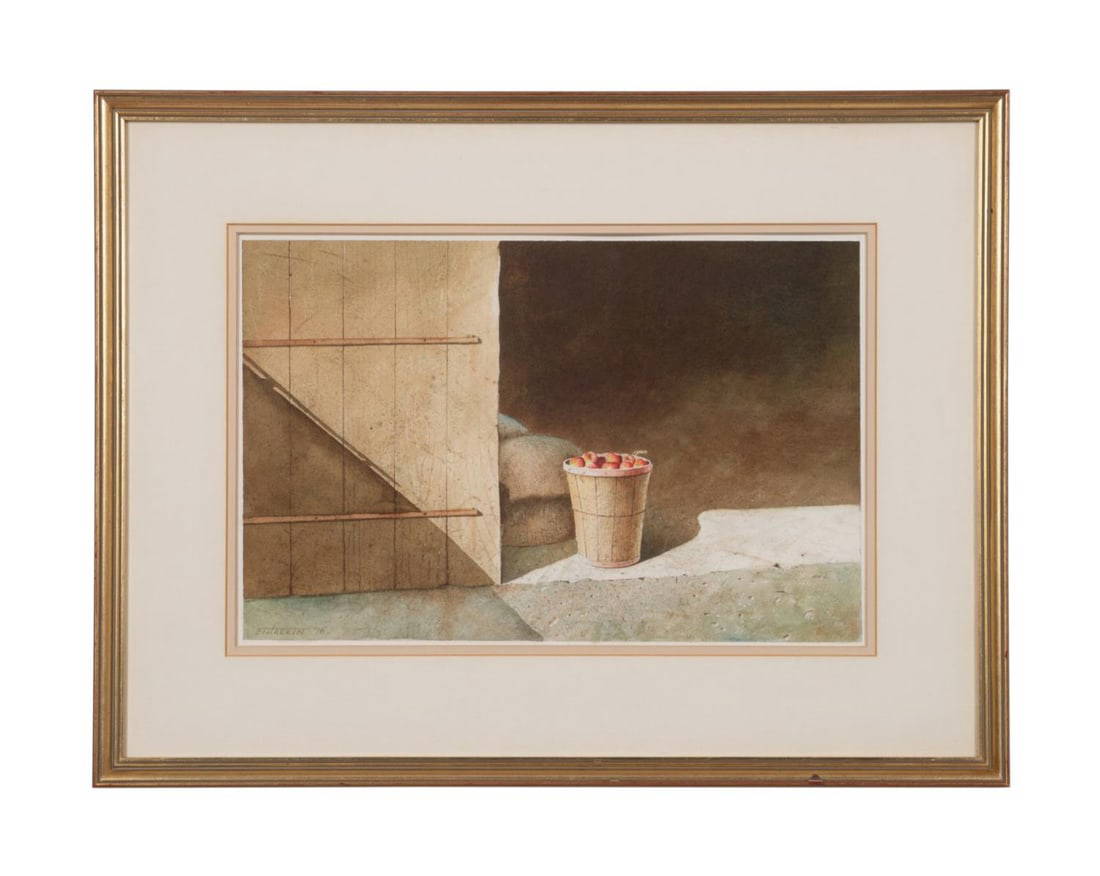 William Entrekin Apple Basket In Stable 1976 Wc/p Auction