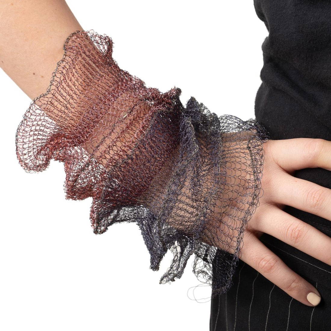 Arline Fisch Bi-color Crochet Wire Mesh Bracelet Auction