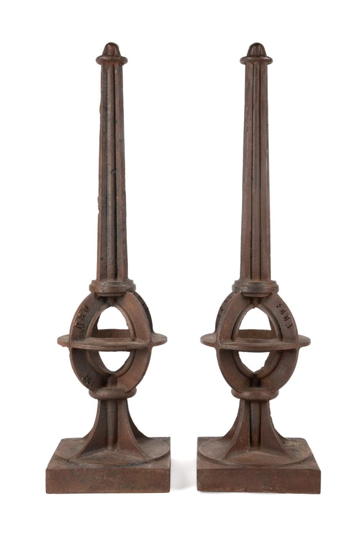 Pair Cast Iron Railroad Signal Finials, C. 1900 Auction