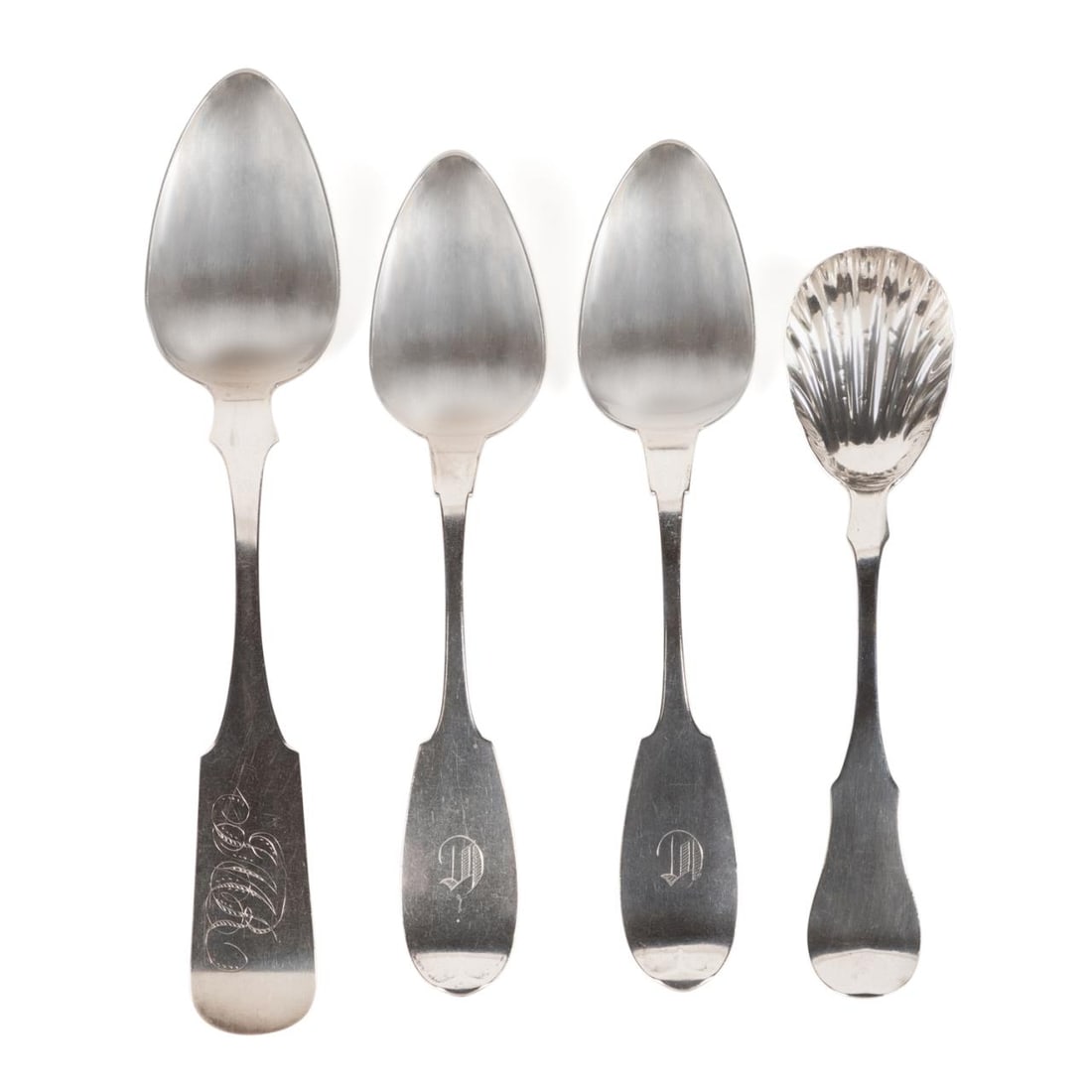 Four American Coin Silver Spoons, 19th C. Auction