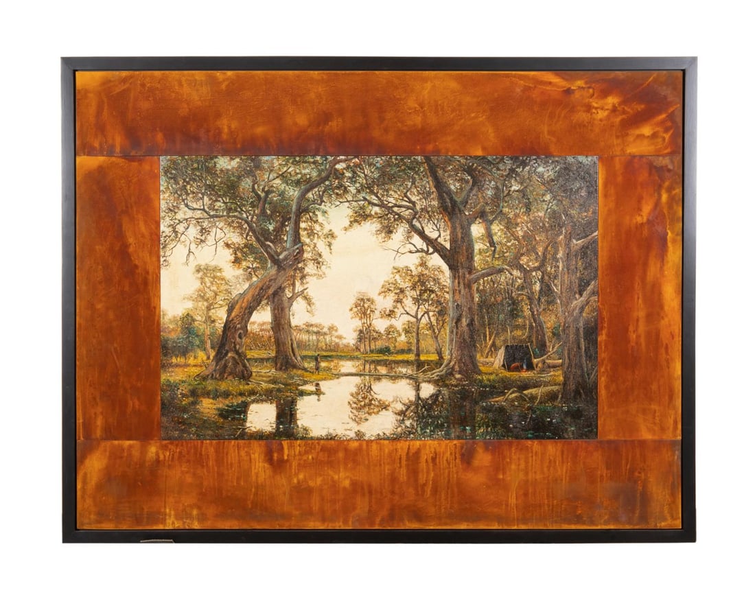 David Bierk Large Figural Landscape, O/c 1998 Auction