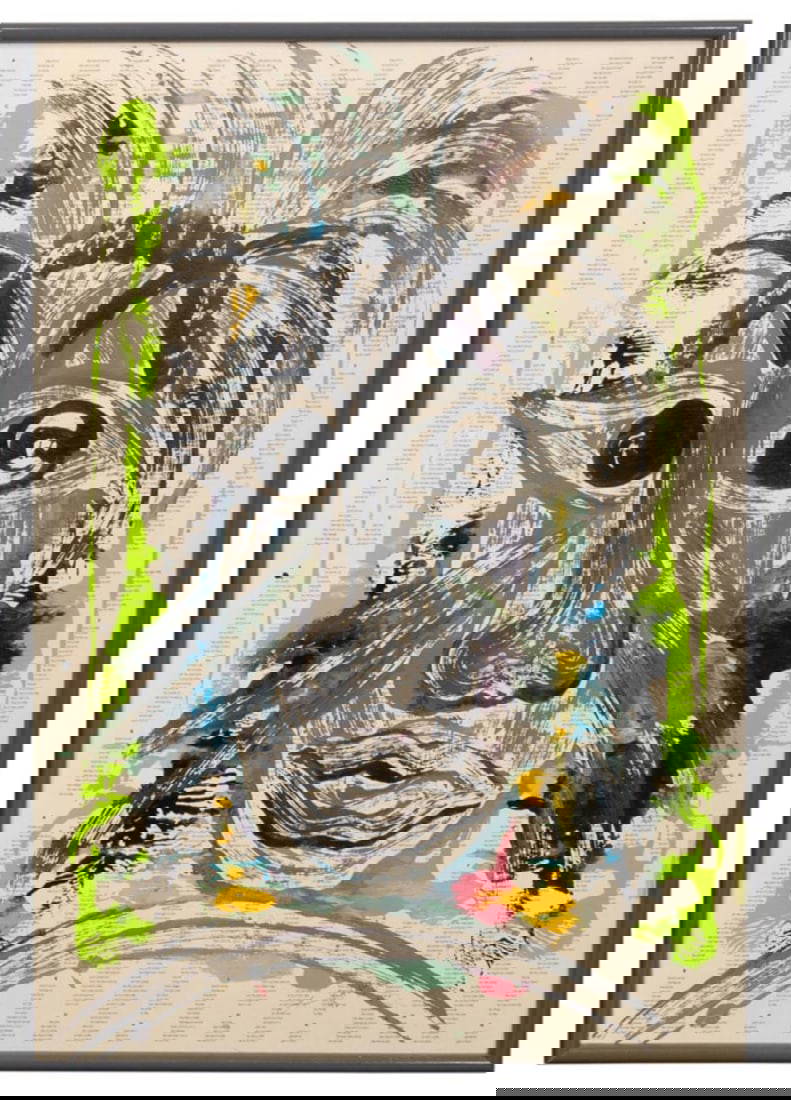 Lonnie Holley, Folk Art Portrait W/ Gray Hair O/p Auction