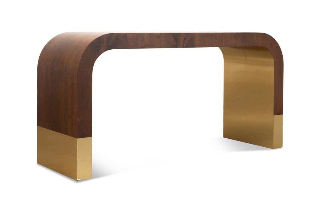 Attrib. Bradley Walnut & Brass Waterfall Console Auction