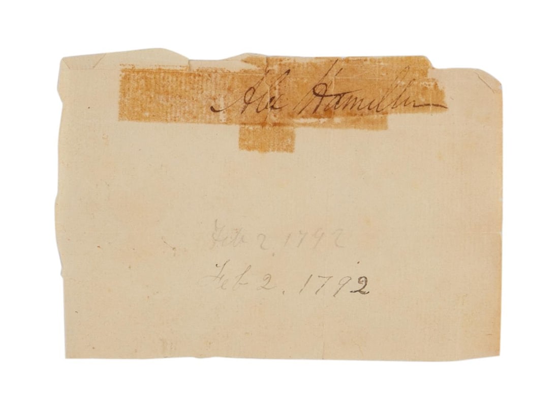 Alexander Hamilton Signature On A Cut Document Auction