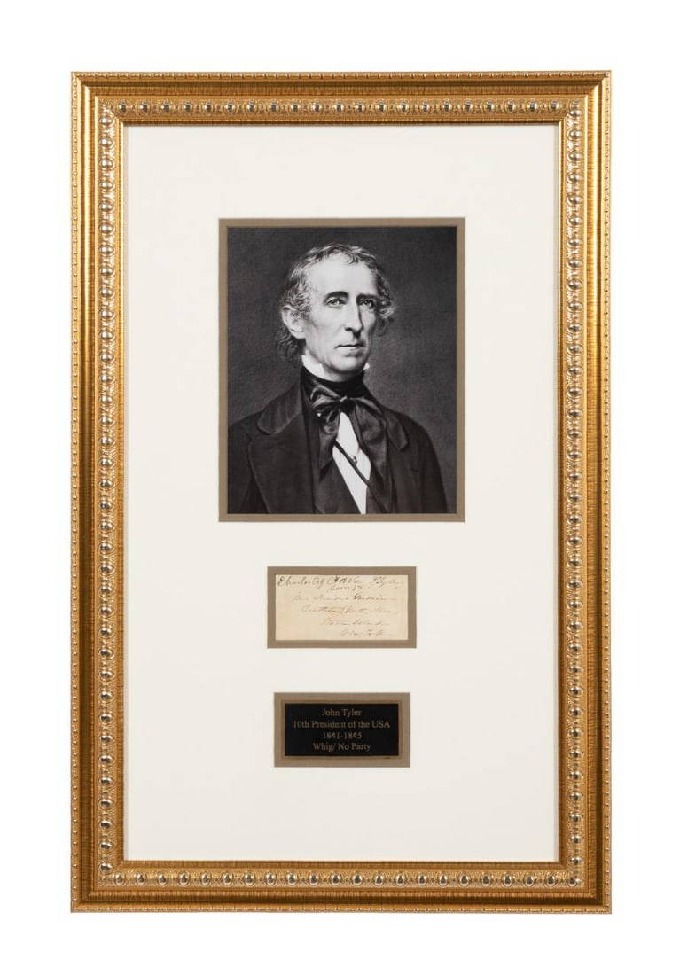 John Tyler Free Frank Envelope Signed And Framed Auction
