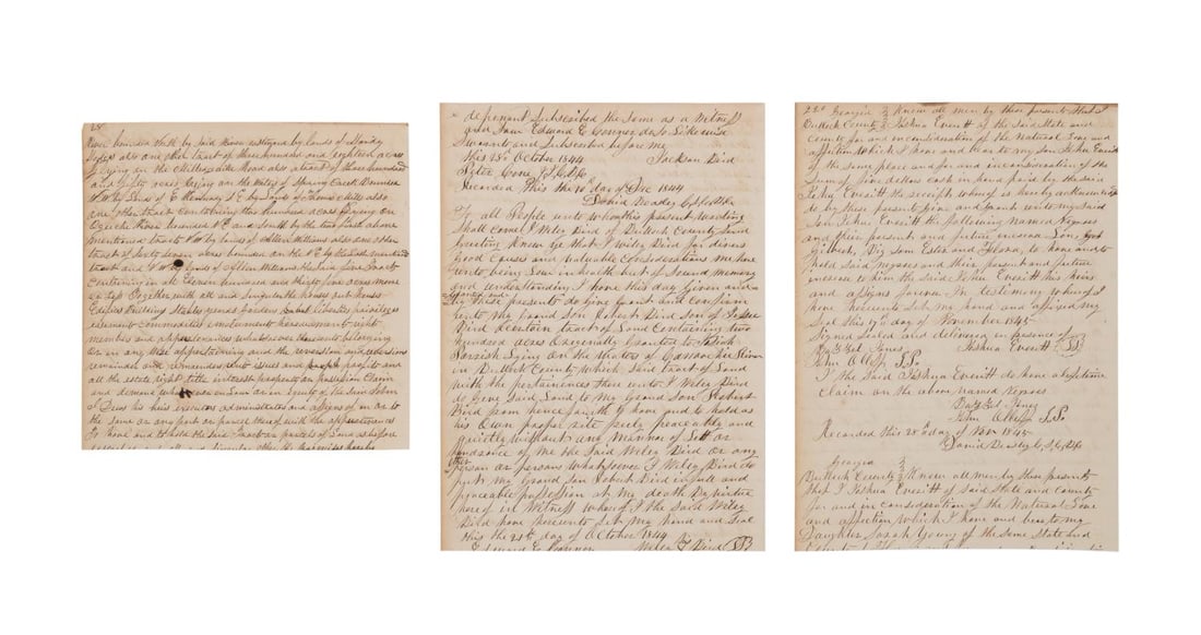 Three Antebellum Georgia Wills Including Slaves Auction