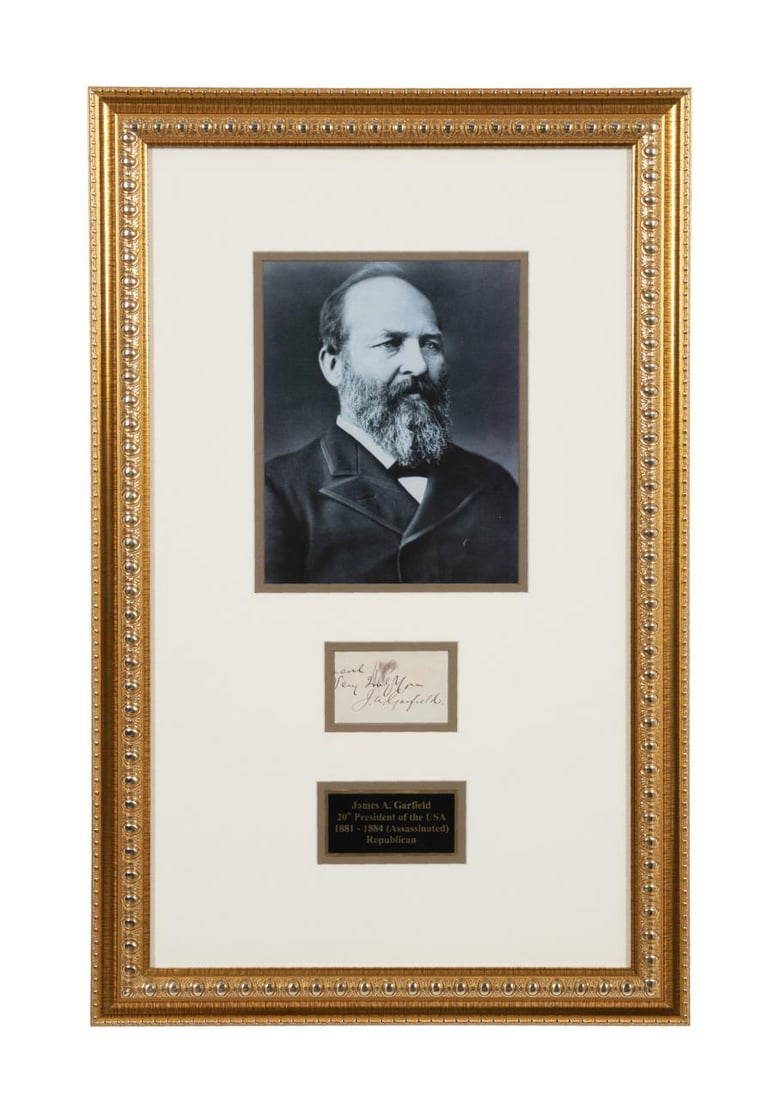 James A. Garfield Signed Inscription Framed W/coa Auction