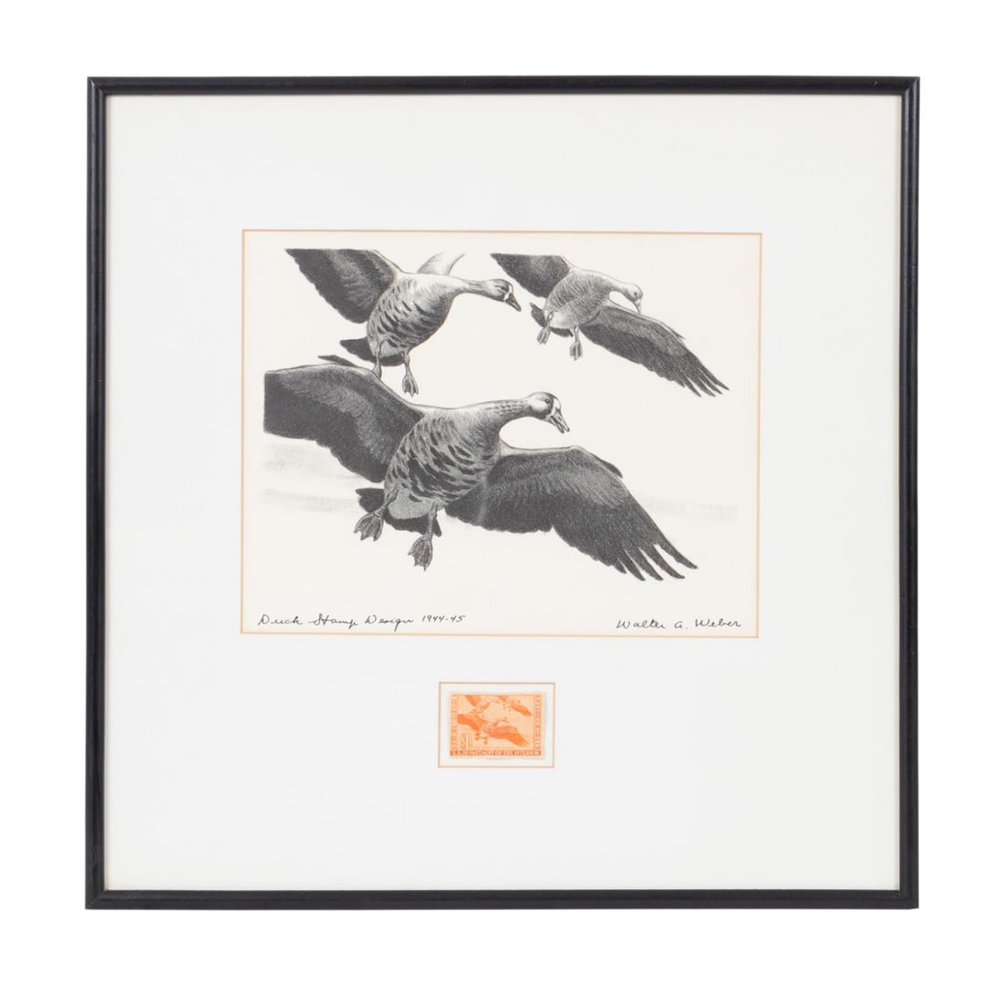 1944 Federal Duck Stamp 2nd Print & Stamp Framed Auction
