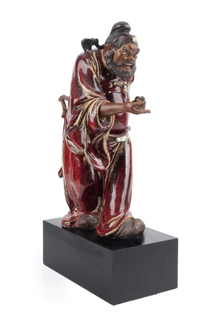 Chinese Shiwan Figure Of Zhong Kui On Stand Auction