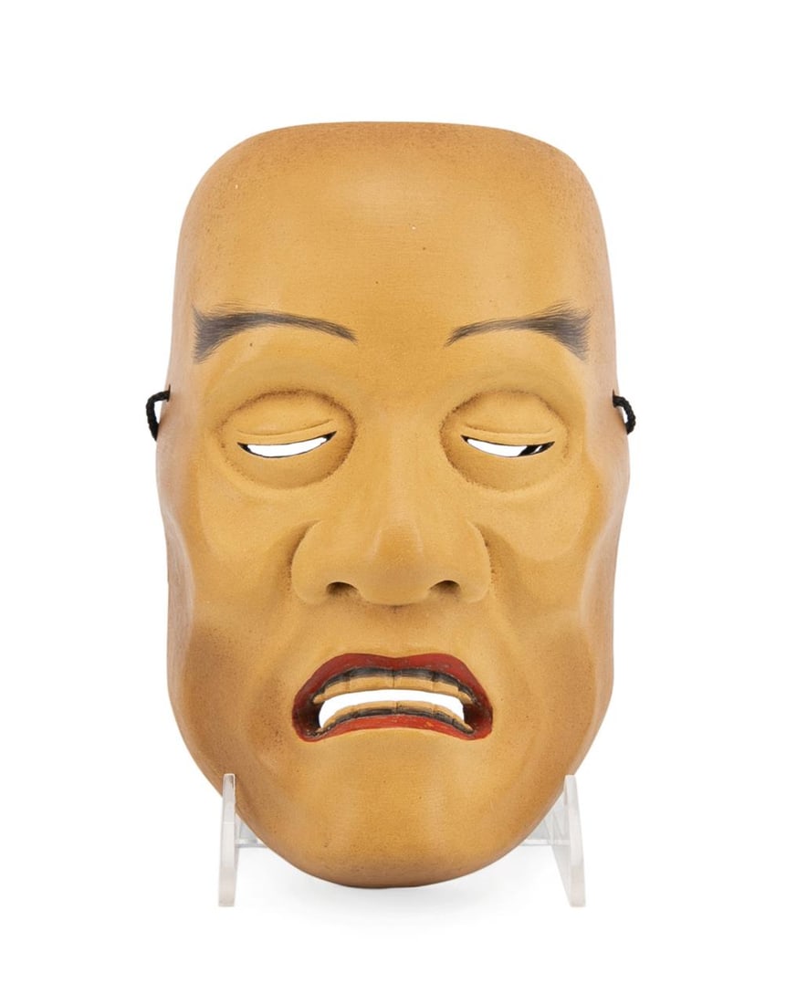 2pc Japanese Uba Noh Theater Mask & Templates Auction