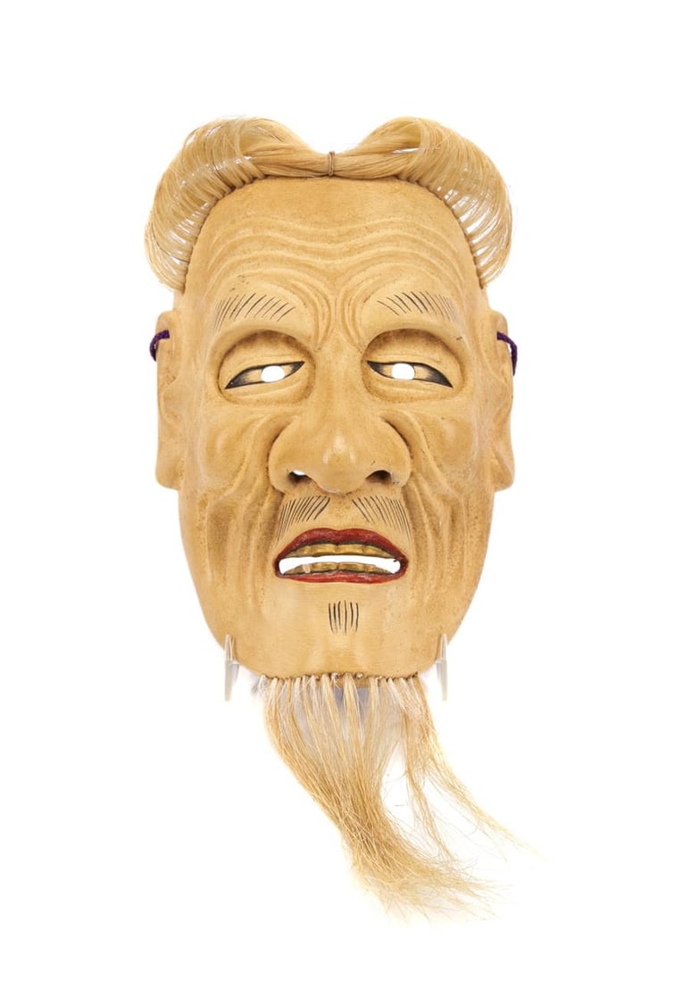 2pc Japanese Kojo Noh Theater Mask & Templates Auction