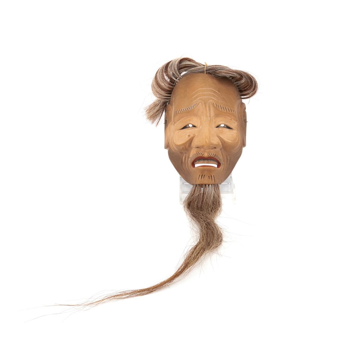Japanese Kojo Painted Wooden Noh Theater Mask Auction