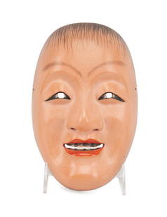 Japanese Kojo Painted Wooden Noh Theater Mask Auction