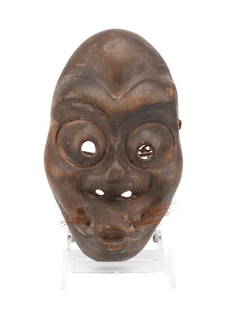 Japanese Kojo Painted Wooden Noh Theater Mask Auction