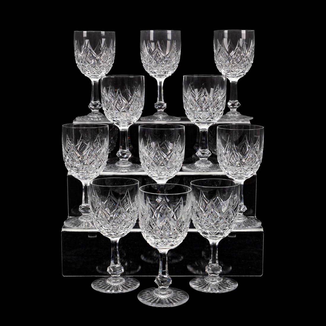 Set Of 11 Baccarat 'colbert' Claret Wine Glasses Auction