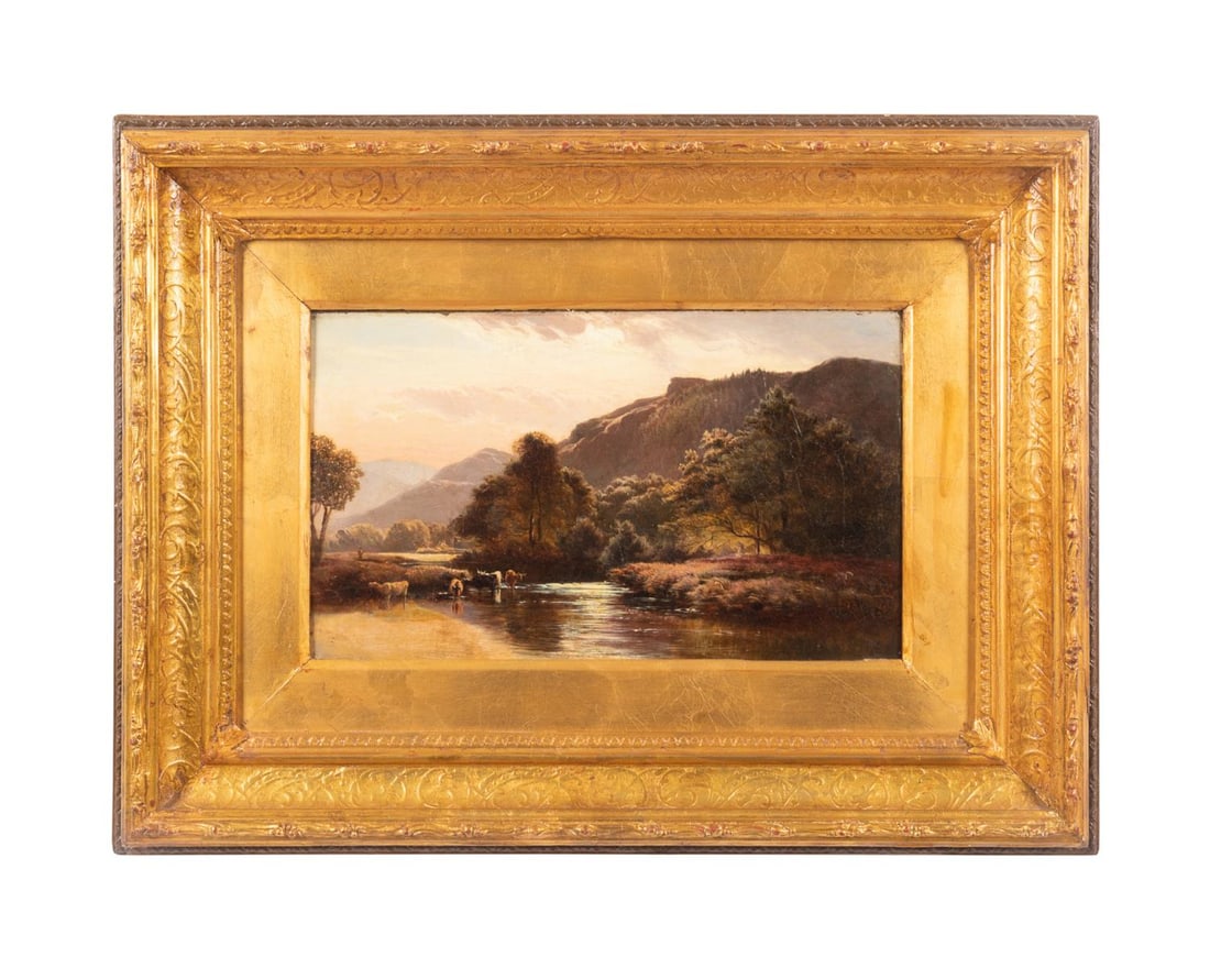 S. R. Percy, 19th C. Pastoral River Landscape O/c Auction