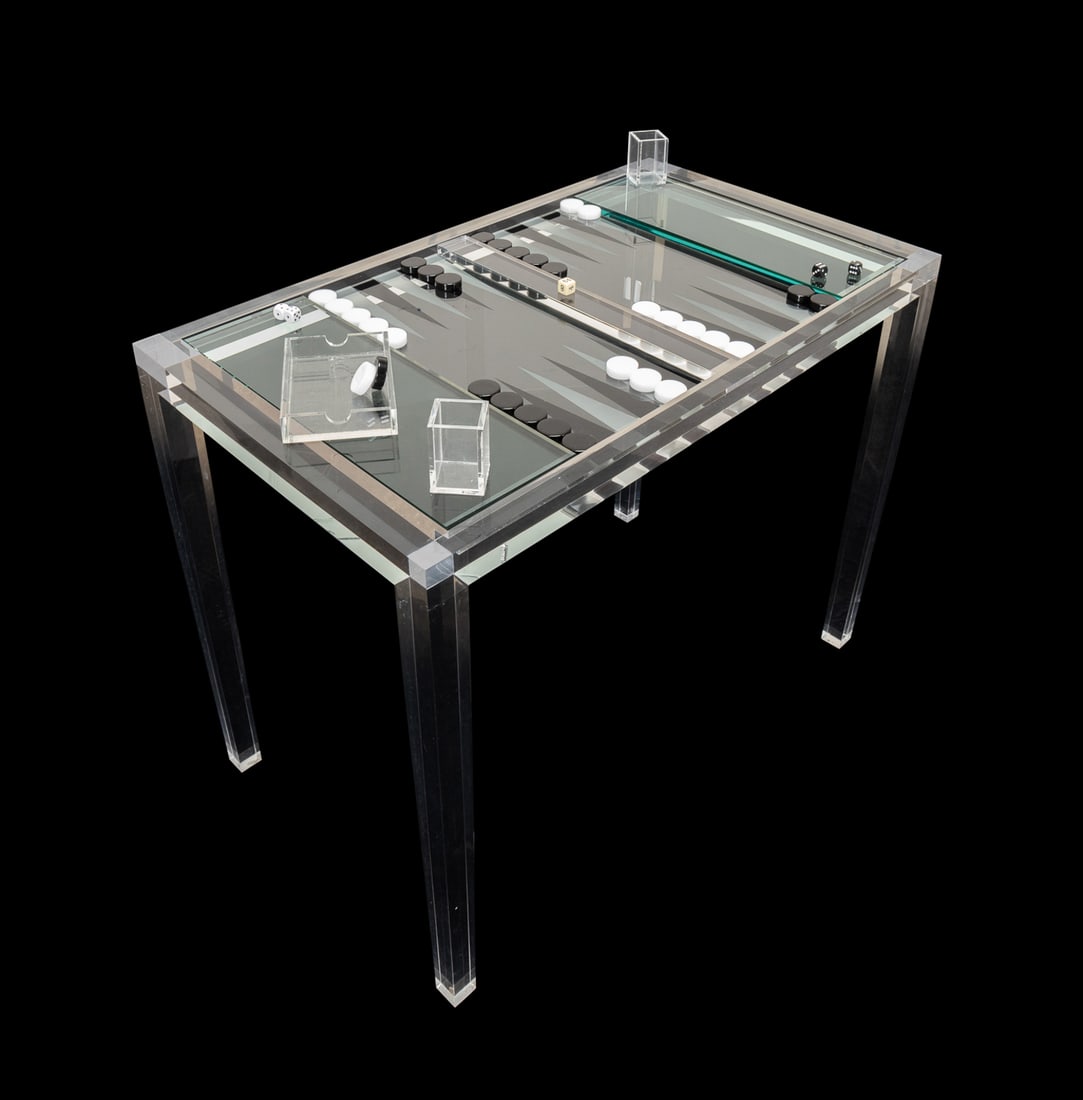 Lucite Backgammon Table With Playing Pieces Auction