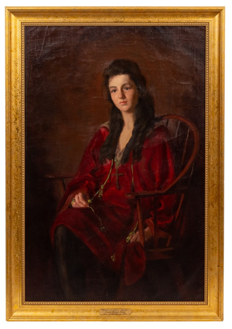 Susan Ricker Knox, Lady In Red Dress, O/c Auction