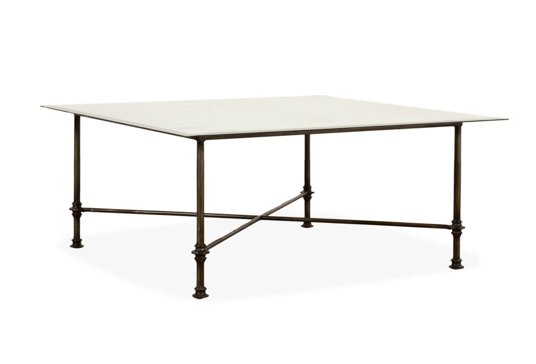 Contemporary Mirrored & Iron Cocktail Table Auction