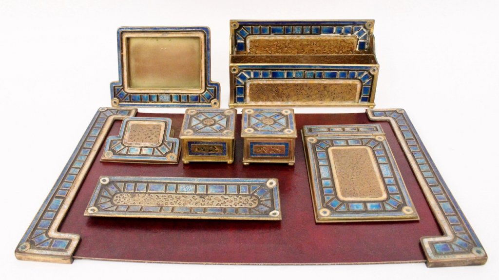 Louis C. Tiffany Furnaces 8 Piece Desk Set