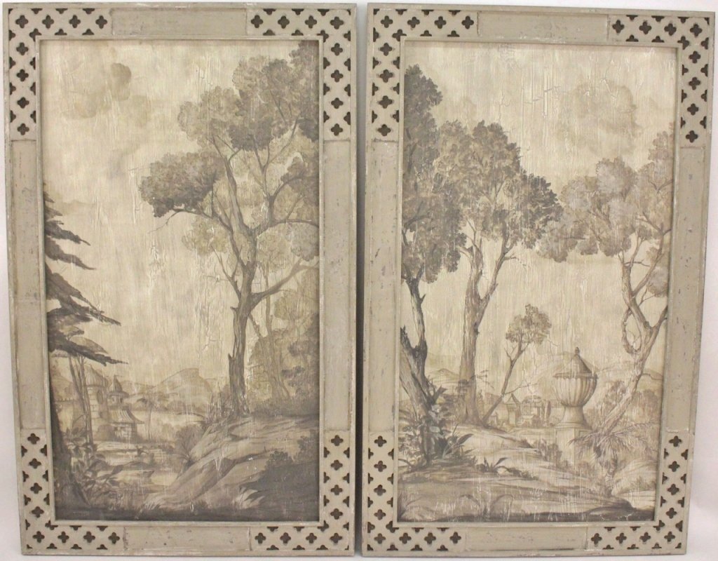 Pair of Contemporary Grisaille Landscape Paintings