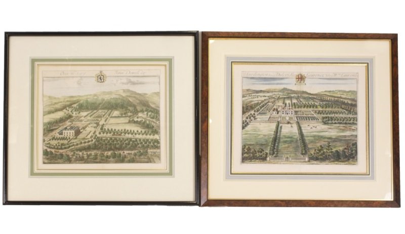 2 Jan Kip Colored Engravings - Shurdington & Over