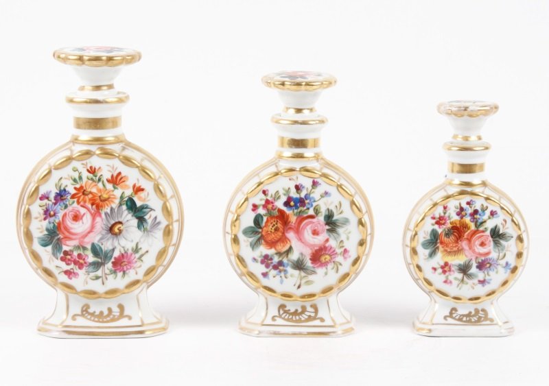 3 Graduated Porcelain Moon Flasks, Marked Sevres