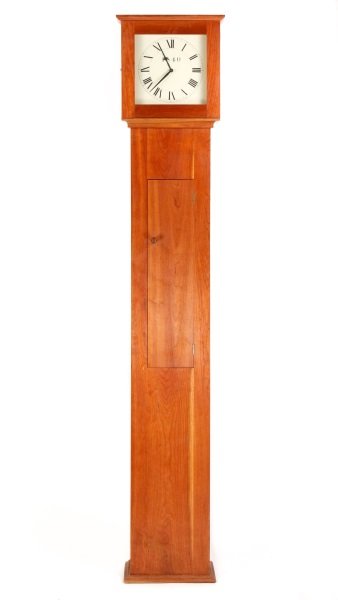 Shaker Style Stained Pine Tall Case Clock, 20th C.