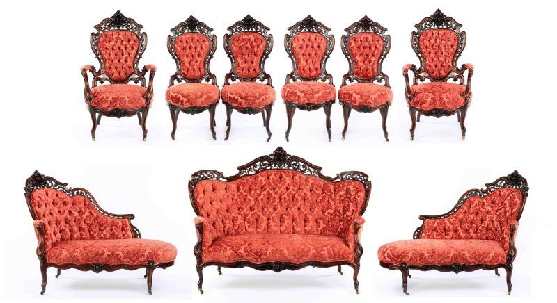 Meeks 9 Piece Rosewood "Stanton Hall" Parlor Set