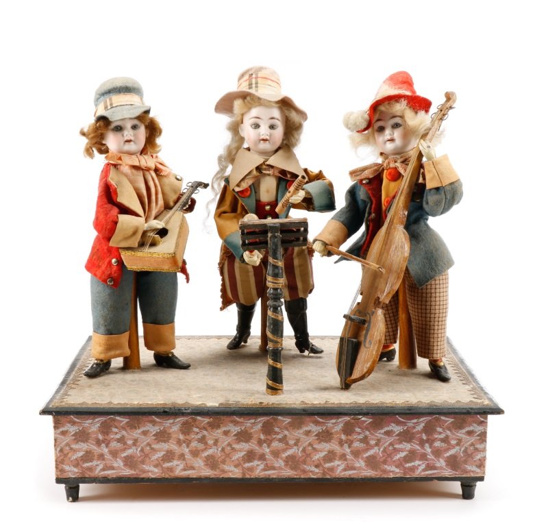 German 3 Figure Hand Crank Musical Automaton
