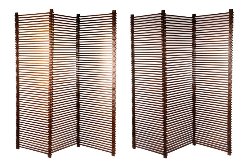 Pair of Mid Century Modern Triple Panel Screens