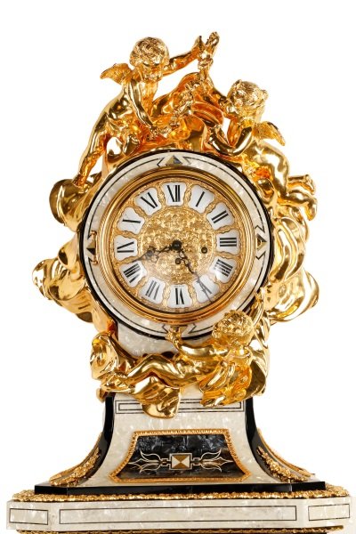 Italian Partial Gilt Clock on Pedestal Base : Lot 741