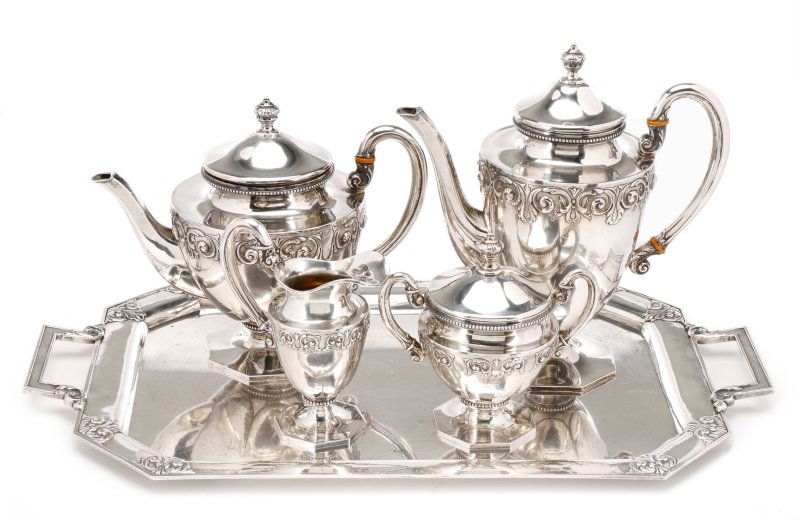 5 Piece German Handarbeit Sterling Tea Set
