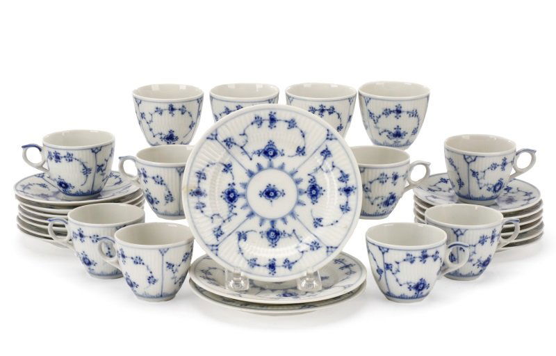18 Pc. Royal Copenhagen Blue Fluted Tea Set