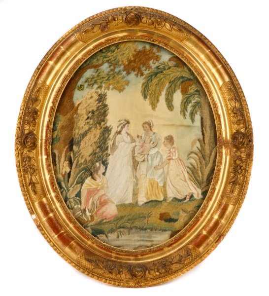 English Silk Embroidery, The Finding of Moses