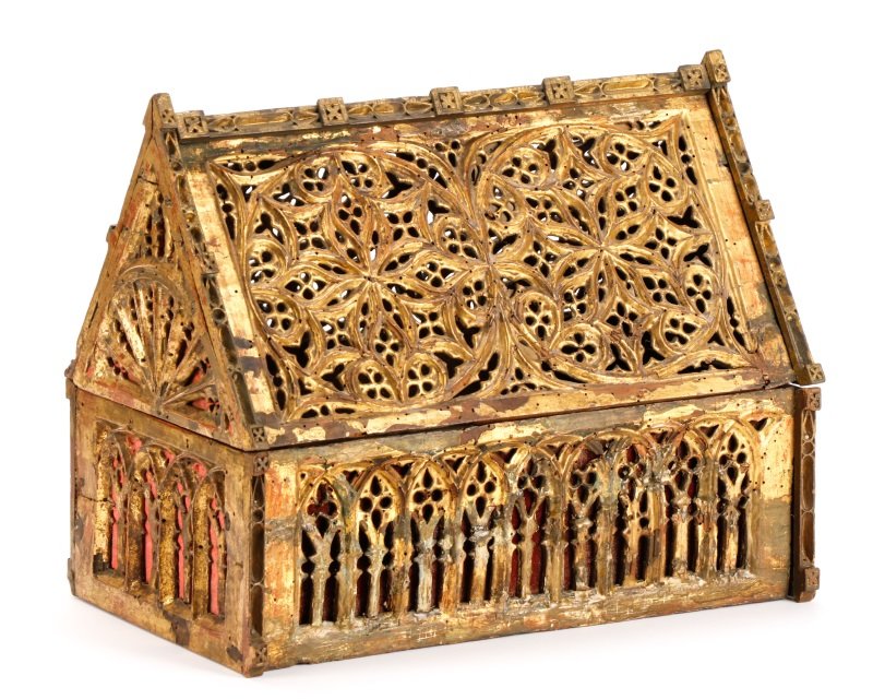 15th Century French Gothic Giltwood Reliquary Box