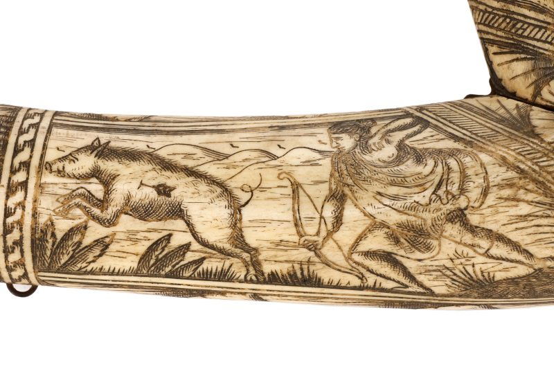 17th C. German Scrimshaw Engraved Bone Quiver