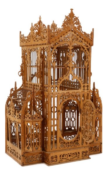 19th C. French Wooden Neo-Gothic Bird Cage - Apr 30, 2016 | Ahlers ...