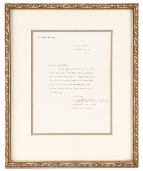 Margaret Mitchell Signed 1939 Personal Letter