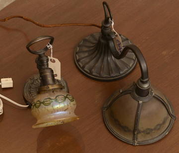(2) Vintage Handel Style Bronze Piano Lamps