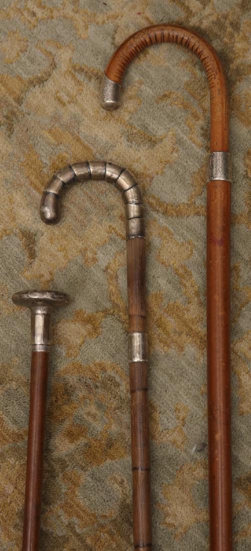 (3) English Antique Sterling Mounted Canes