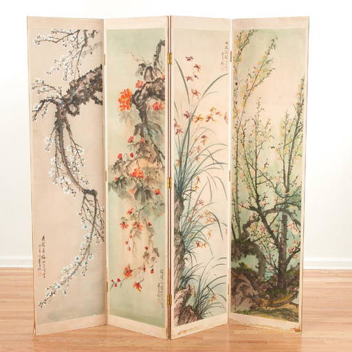 Large Four Panel Chinese Screen