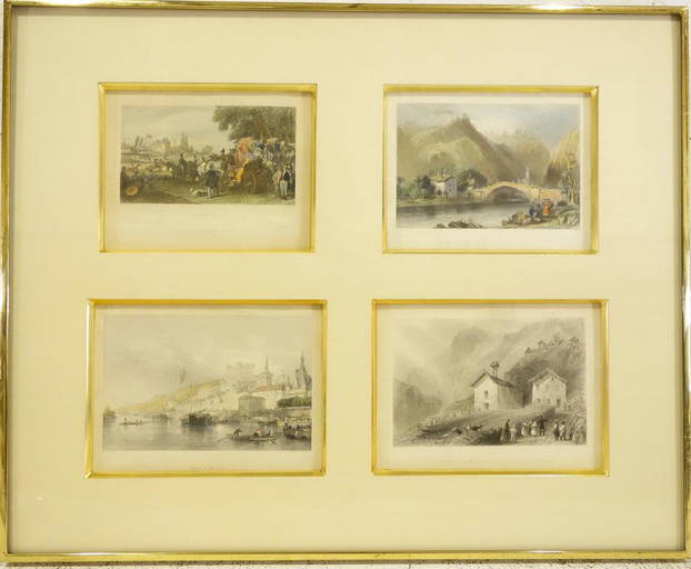 J.b. Allen, Etc., (4) French Country Engravings