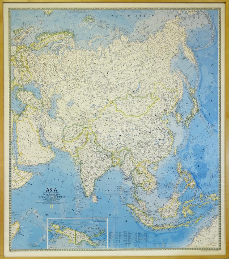 National Geographic, large wall map of Asia