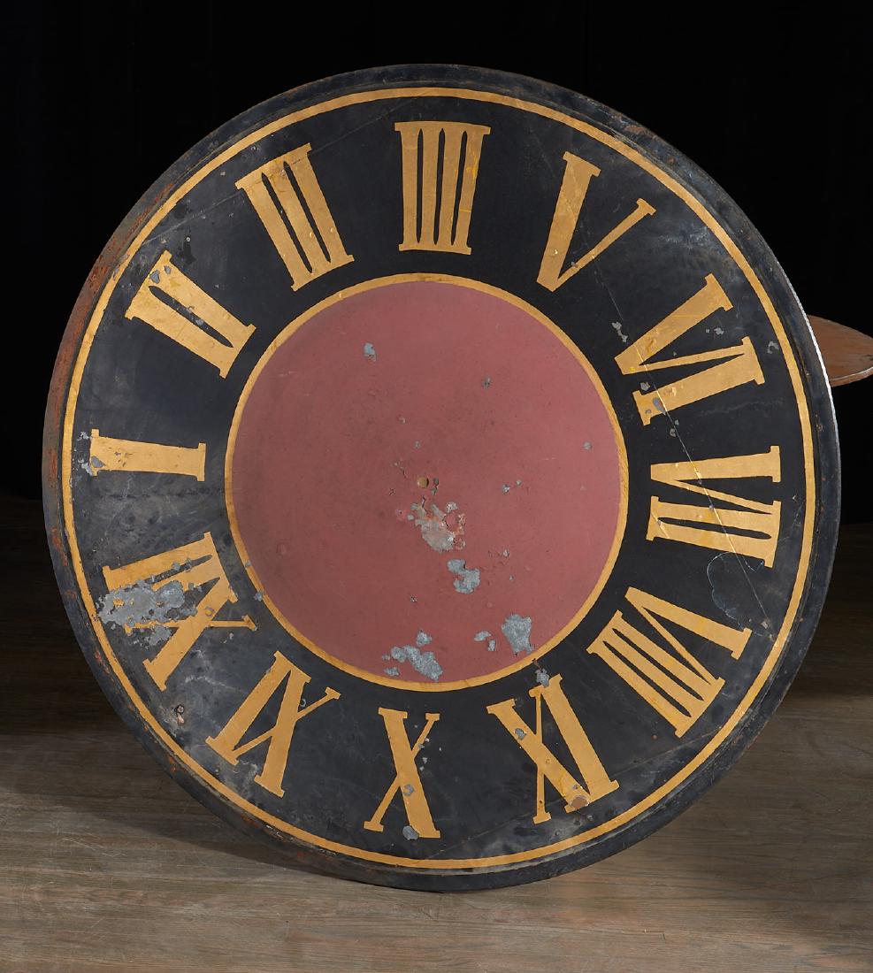 Antique Tole Clock Tower Face Center Table